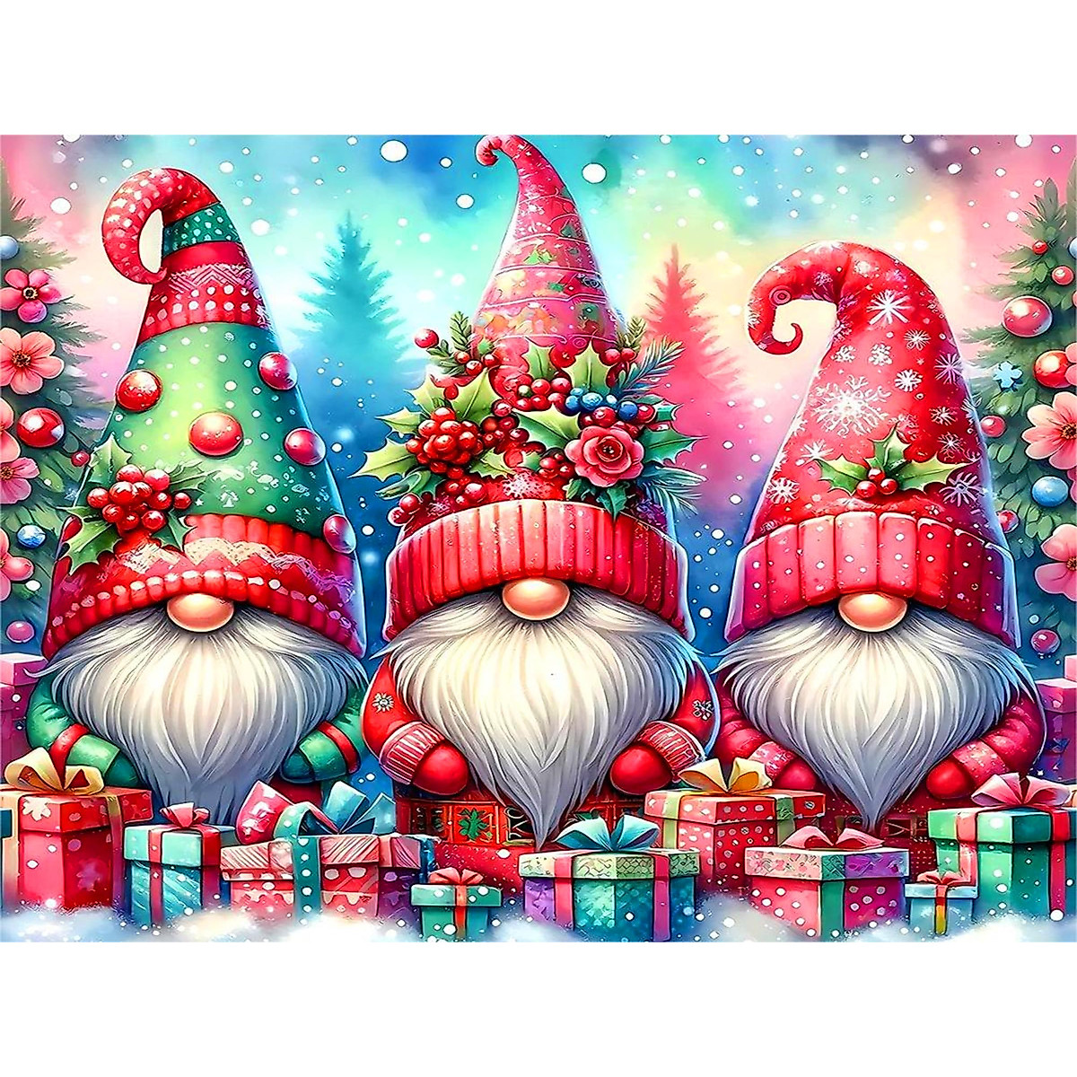 Diamond Art Kits for Adults Gnomes Diamond Painting Christmas Kits for Adults Beginners Round 5D Paint by Diamonds Gem Dots Art Gnomes Painting Crafts Kits Home Decor Gifts 12x16in (Christmas Gnomes)