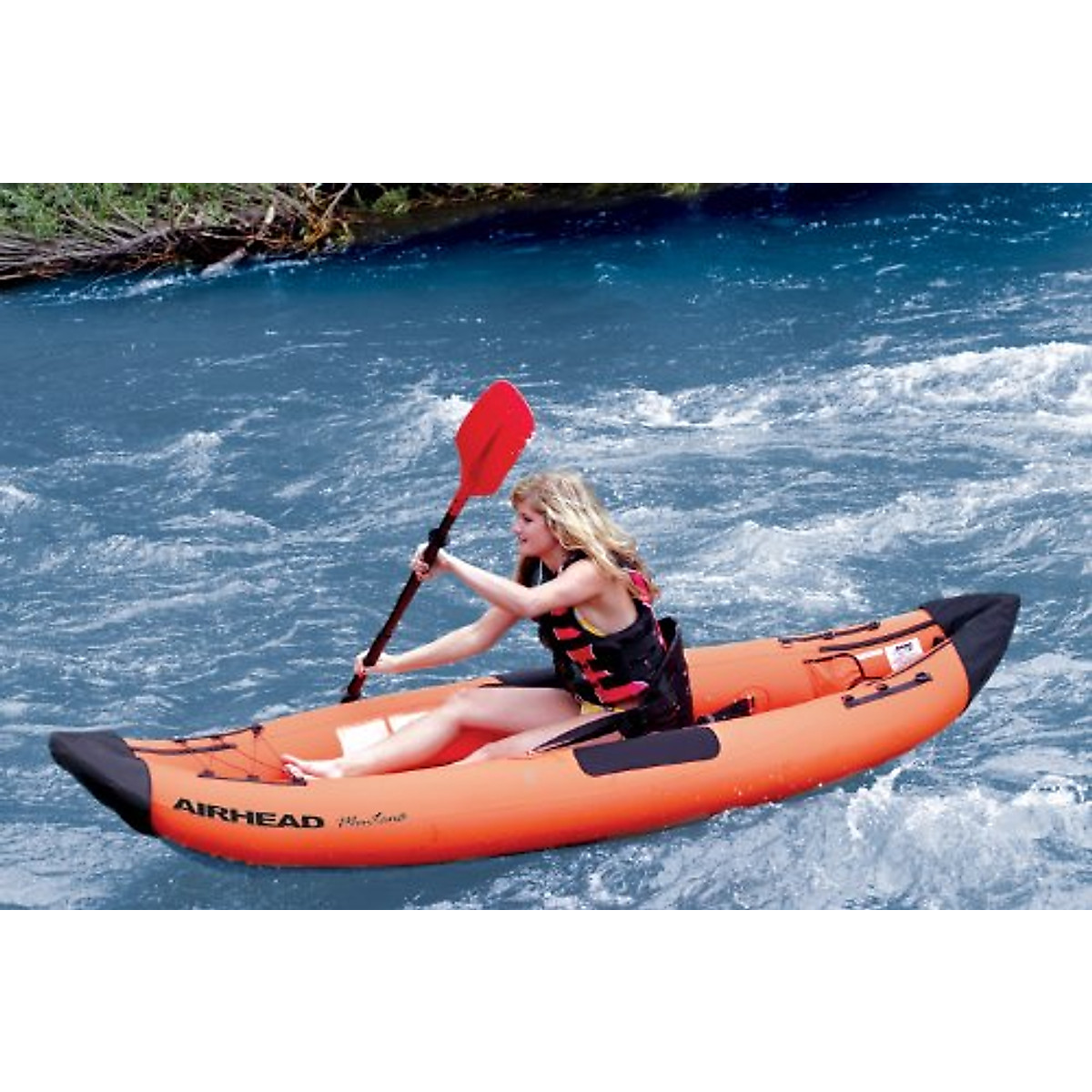 AIRHEAD Kayak Paddle, Deluxe 2 sect, 84", Curved Blade