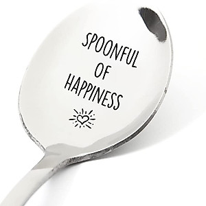 Best Friends Spoon Gifts for Women Men BFF Bestie Birthday Gift for Mom Dad Daughter Son Gifts Spoonful of Happiness Sugar Dessert Coffee Spoon for Coffee Tea Lover Gifts Engraved