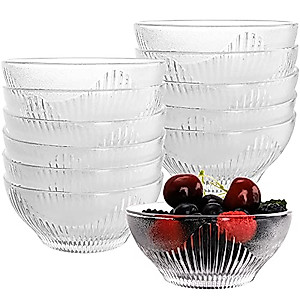 ZEAYEA Set of 12 Glass Bowls, 5 Inch Small Glass Salad Bowls, 11 oz Prep Serving Bowls, Stackable Dessert Candy Bowls for Kitchen Prep, Fruit, Ice Cream, Cereal, Snack, Dips, Nut, Dishwasher Safe