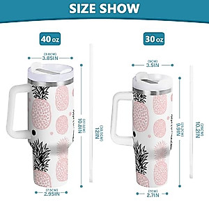 ODAWA Stainless Steel Vacuum Insulated Tumbler 40oz with Lid and Straw, Pineapples Dots White Travel Insulated Tumblers