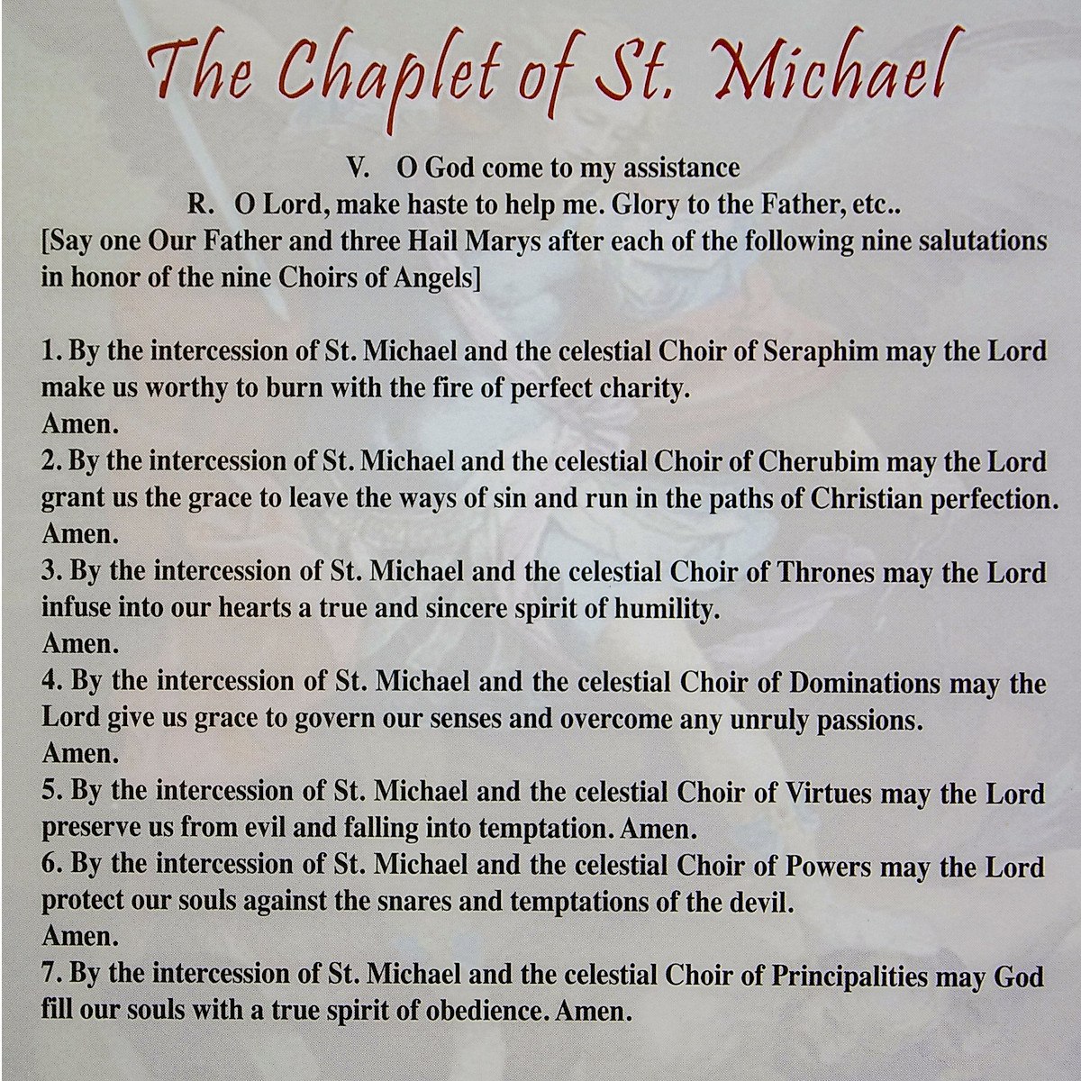 Venerare Saint Michael Chaplet with Crystal Beads and Prayer Card