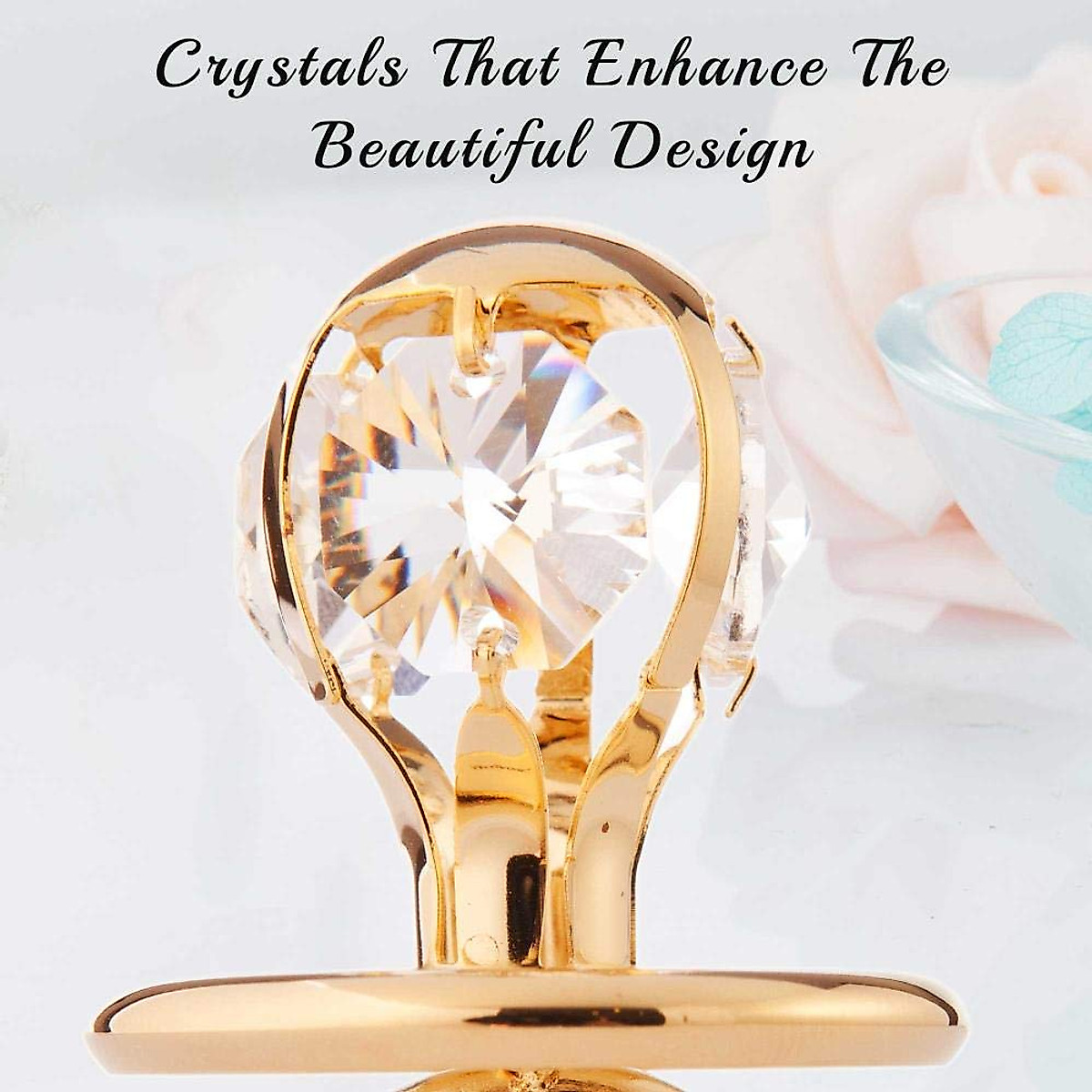 Matashi 24K Gold Plated Baby Pacifier Ornament with Crystals Baby's First Christmas Holiday Ornament and Hanging Pendant - Great Gift for Baby Shower, New Born Baby Gift