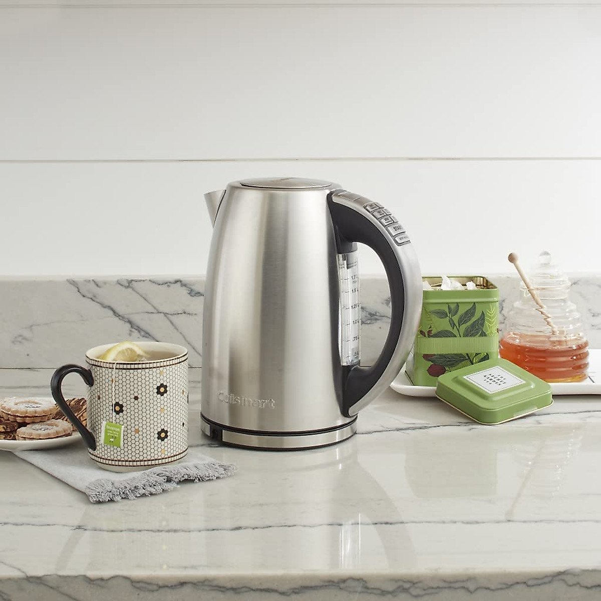 Electric Kettle by Cuisinart, 1.7-Liter Capacity, Cordless 1500-Watts for Fast Heat Up, Stay Cool Non-Slip Handle, Stainless Steel, CPK-17P1