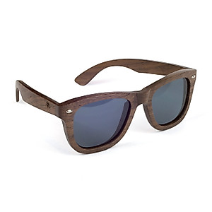 Viable Harvest Wood Sunglasses for Men & Women - Dark Polarized Lenses Block Sun & Glares - Handmade Wooden Craftsmanship & UV400 Lens - 100% UVA & UVB Protection - With Classy Gift Box - Walnut
