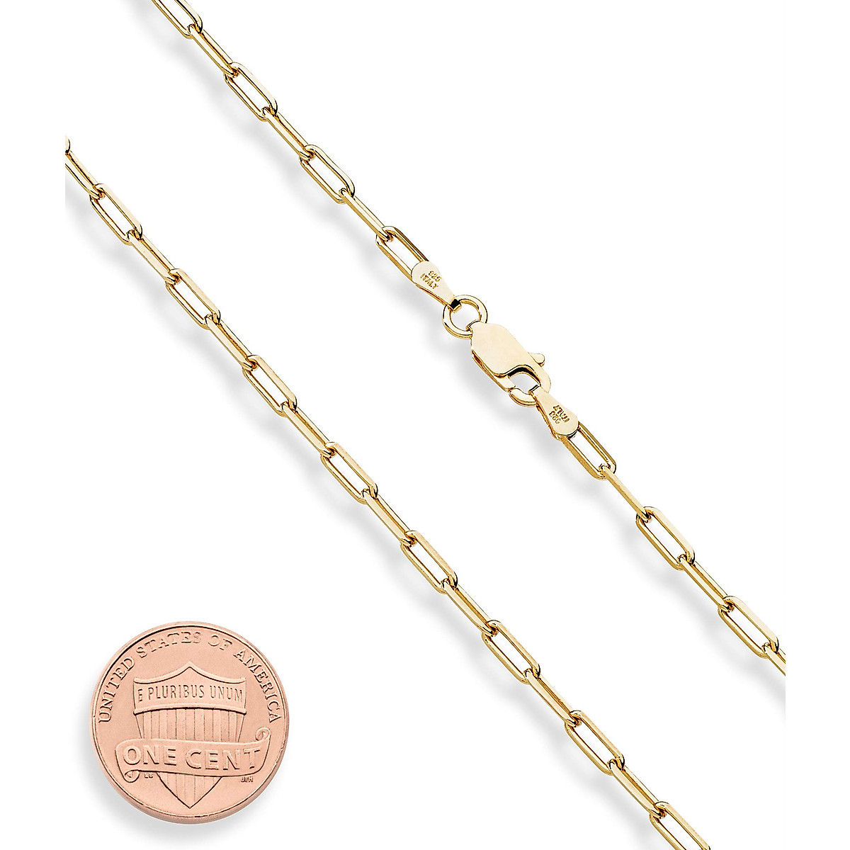 Miabella Solid 18K Gold Over 925 Sterling Silver Italian 2.5mm Paperclip Link Chain Necklace for Women, Made in Italy (18 Inches (women's average length))
