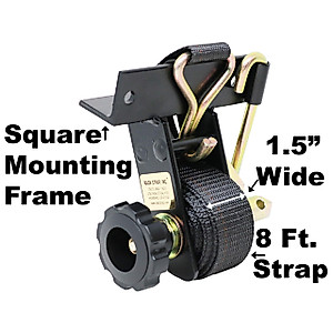 2 Pack, Rack-Strap Ladder Rack Tie-Downs, Right Angle Mounting Bracket, RS1K Black Right Angle Mounting Bracket, Bolt Mounting Hardware Included, 8 Ft Black Strap