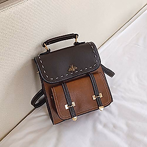 Fashion Women Backpack Mini PU Leather Backpack Travel Shoulder Bag for Girls Women Brown