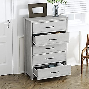 Galano Kellie 5 Drawer Dresser - Dressers - Dressers & Chest of Drawers - Dresser for Bedroom - Dresser Organizer - Tall Dresser - Wood Dresser - Ultra Fast Assembly - Dusty Grey Oak