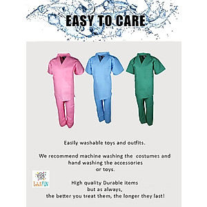 IntelliFun Toddler Kids Dress Up Pretend Role Play Scrub Sets Halloween School Home Play for Ages 3+ (Teal Blue, L 8-10Y)