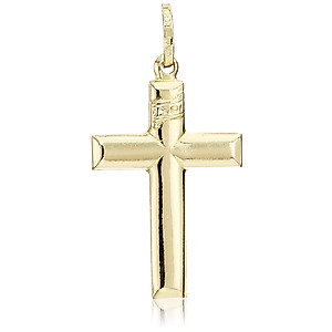 14k Yellow Gold Cross Pendant Charm Plain 1" - Jewelry Gifts For Women Wife Mom Gifts For Men Husband Dad