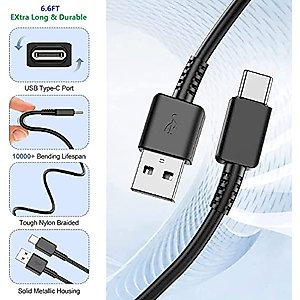 Samsung Charger Fast Charging with USB Type C Cable 6FT for Samsung Galaxy S10/S10e/S10 Plus/S9/S9 Plus/S8/S8 Plus/S20 S21 S22 Ultra/Note 8/Note 9/Note 10/A13/A03s/A32/A31/A30/A50/A51/A52/A53 (Black)