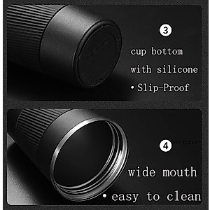 17oz Stainless Steel Vacuum Insulated Coffee Travel Mug for Ice Drink & Hot Beverage, Double Wall Travel Tumbler Cups with Spill Proof Lid, Car Thermos Gift for Men and Women (Black)