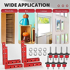 Upgrade Relitec R 90 Degree Corner clamp, clamping square, Right Angle Clamp, Positioning Squares 4 Aluminum Alloy Squares (14cm/5.5")+ 8 Clamps Woodworking Tools for Frame Cabinet