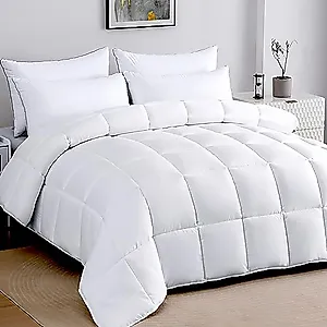 Soft Oversized King Comforter 120"x120"-Lightweight Down Alternative Comforter Duvet Insert with 8 Corner Tabs for All Season-Fluffy Breathable Microfiber Comforter(White, Oversized King)