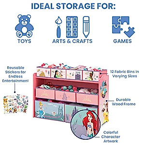 Delta Children Disney Princess Deluxe 9 Bin Design and Store Toy Organizer, Greenguard Gold Certified
