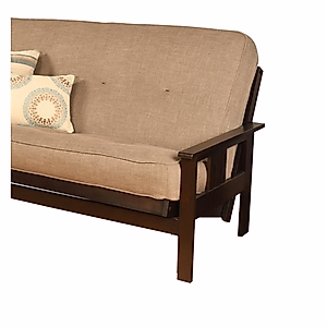 Pemberly Row 7" Full Size Futon Mattress Replacement, Linen Sleeper Sofa Bed Mattress, Cotton and Foam Construction, Stone Grey-Frame Not Included