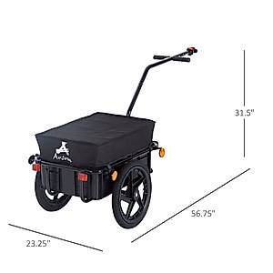Aosom Bicycle Cargo Trailer with Removable Box and Waterproof Cover, Bike Wagon Trailer with Two 16in Wheels