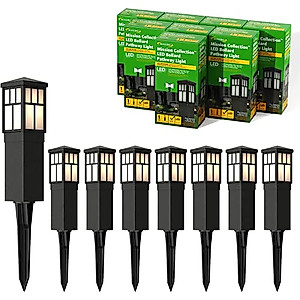 Malibu Low Voltage Landscape Lights Outdoor Pathway Lighting 8 Pack LED Path Lights 12V Landscape Light Mission Collection Bollard Decoration for Outdoor Outside Garden Driveway 8419-4321-08
