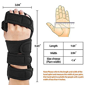 HOOMTREE Stroke Resting Hand Splint Right&Left Resting Hand Splint with Finger Separator Functional Night Immobilizer Wrist Finger Brace for Carpel Tunnel Pain,Sprain Fracture,Tendonitis (Right,Black)