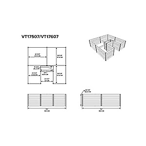 Vita Urbana 6 Foot x 6 Foot Embossed Vinyl Keyhole Garden with Composting Basket, Slate Grey, Gray, Woodgrain, PVC, BPA and Pthalate Free, VT17607