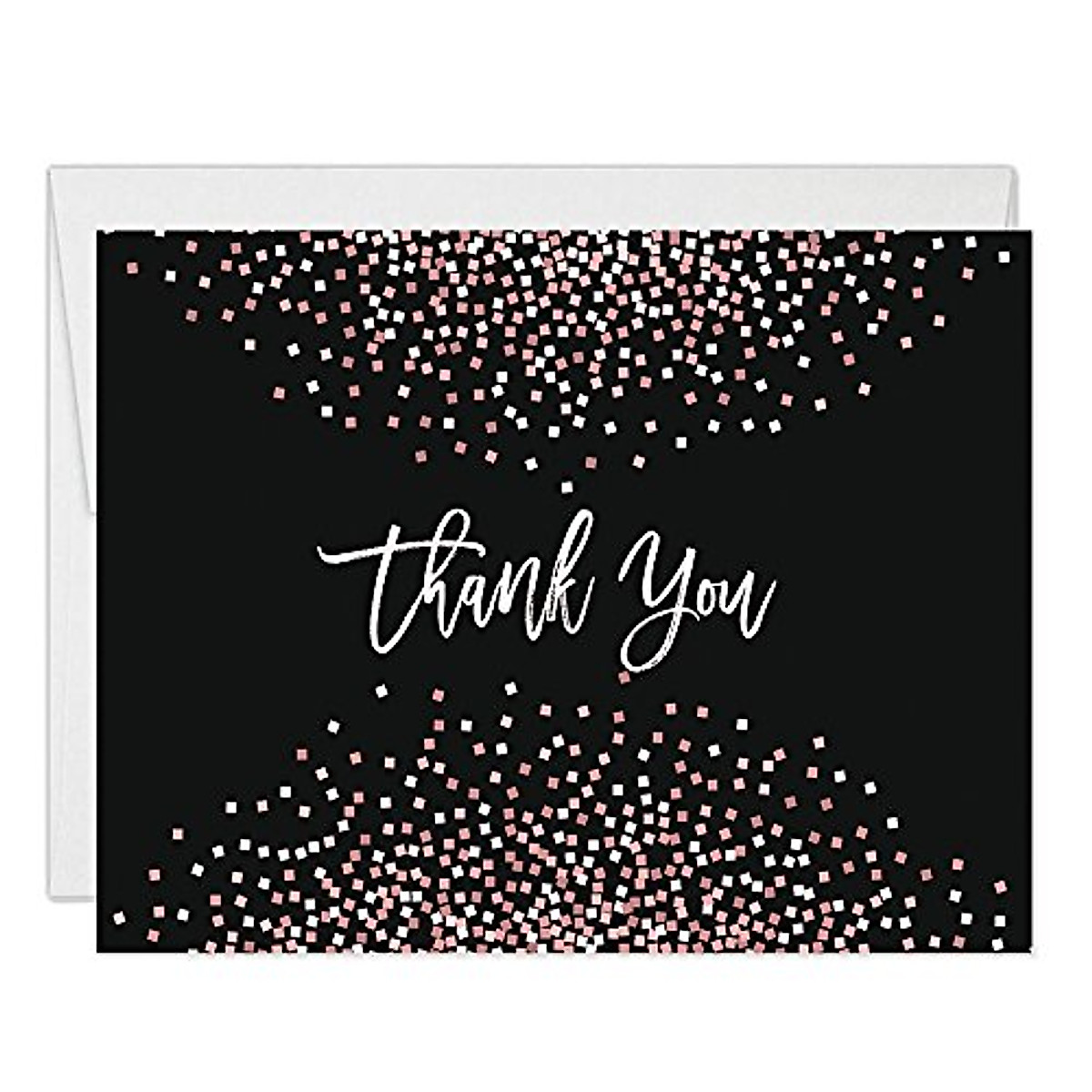 Digibuddha 50 Thank You Cards with Envelopes (Pack of 50) Black & Pink Folded Bridal Thank You Notes Excellent Value Birthday Notecards VT0012