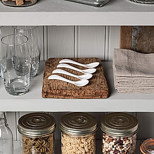 WM Bartleet & Sons 1750 TSET153 Set of 4 Traditional Porcelain Condiment Spoons for Jam, Sugar and Sauces (11cm) – White