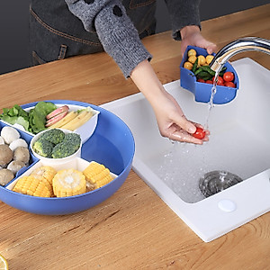 ZENFUN 2 Pack Plastic Candy and Nut Serving Container with Lid, 11.5 Inch Divided 5 Compartment Snack Bowls Serving Tray, Multifunctional Party Appetizer Tray for Dried Fruits, Food Storage