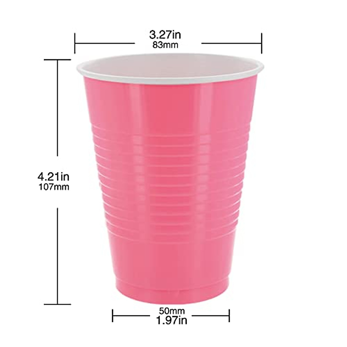 Party Hotteron [50 Count - 12 oz] Disposable Plastic Party Cups 12 oz Pink Red Black 50 Count Plastic Drinking Cups for Party (Pink, 50)