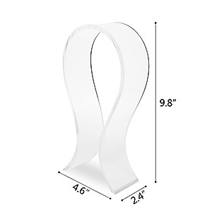 AmoVee® Acrylic Headphone Stand Display Headphone Holder Headphone Hanger Headset Hanger Support - Suitable for All Headphone Sizes - (Transparent)