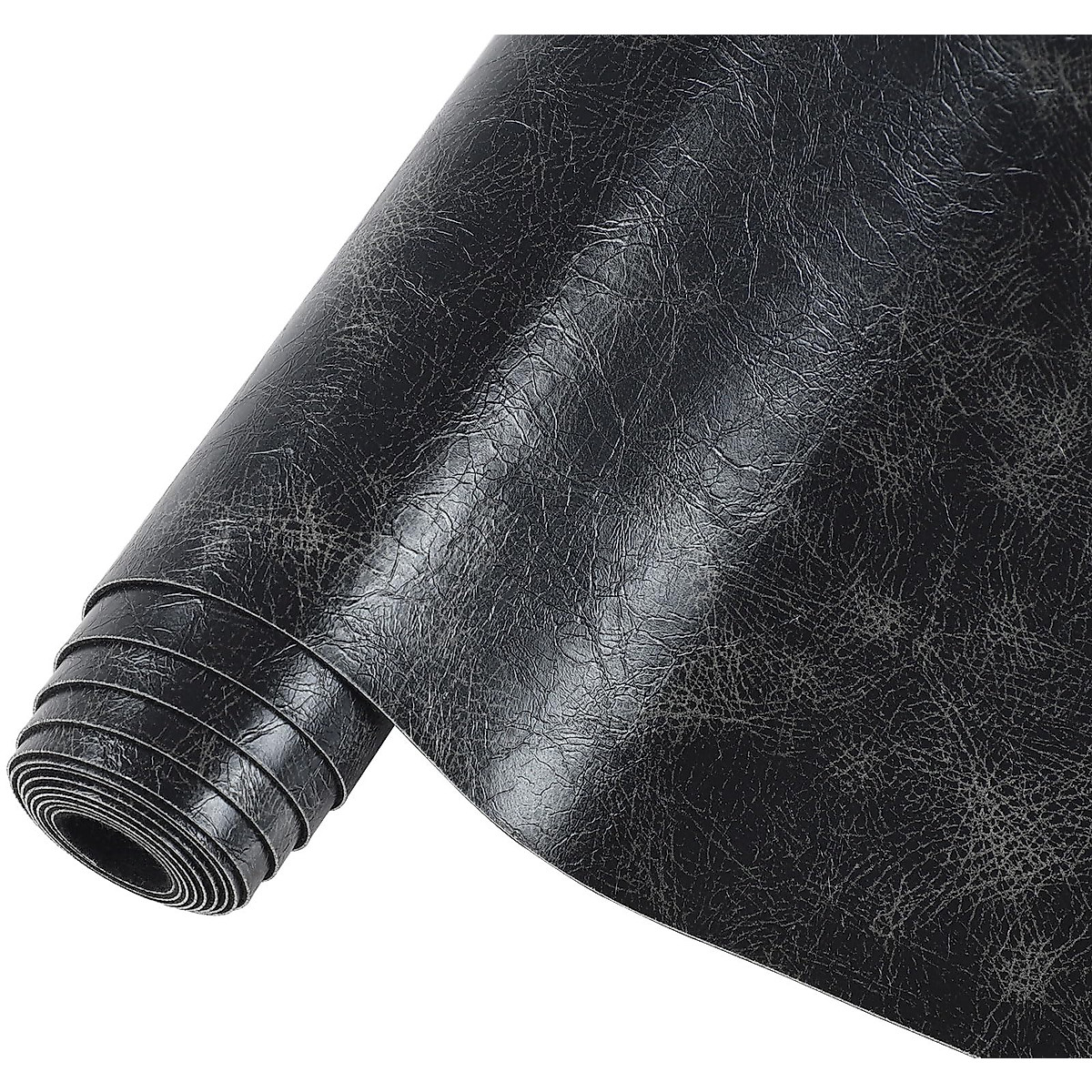 CDY Marine Vinyl Fabric,Soft Waterproof Synthetic PU Fabric Material 1.1mm Thick 54" x 36"Upholstery Faux Leather Fabric for Upholstery Muscle Car,Furniture, Sofa (Black Gray)