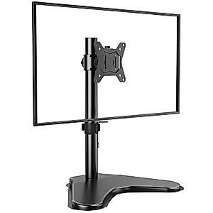 HUANUO Single Monitor Stand, Free Standing Monitor Desk Stand for 13 to 32" Computer, Height Adjustable Monitor Mount Full Motion Swivel VESA 75x75mm/100x100mm Heavy Duty Steel Base up to 17.6 lbs