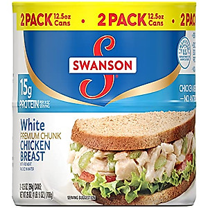 Swanson Premium White Chunk Chicken Breast, 12.5 oz. Can (Pack of 2) (Case of 6)