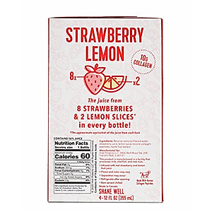 Vital Proteins Collagen Water™, 10g of Collagen per Bottle & Made with Real Fruit Juice - Strawberry Lemon, 4 Pack