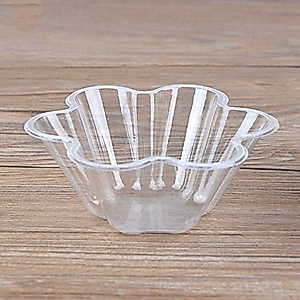 Healthcom 50 Packs Clear Plastic Ice Cream Dessert Bowls Dessert Cups Flower Ice Cream Cup Sundae Bowls Disposable Plastic Dessert Bowls Holder Salad Serving Bowl for Tasting Party Appetizers