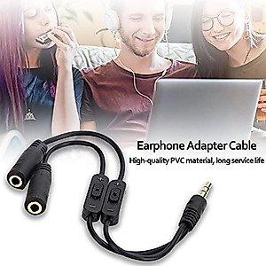 Dilwe Headphone Splitter 3.5mm Audio Stereo Y Splitter Extension CableCouple Headphone Converter Cable Male to Female Dual Headphone Jack Adapter with Switch