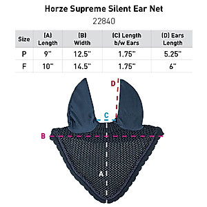 HORZE Supreme Silent Ear Net, Crochet Bonnet with Neoprene Ear Covers, Sound Dampening, Fly Protection for Sensitive Horses - Black (Horse)