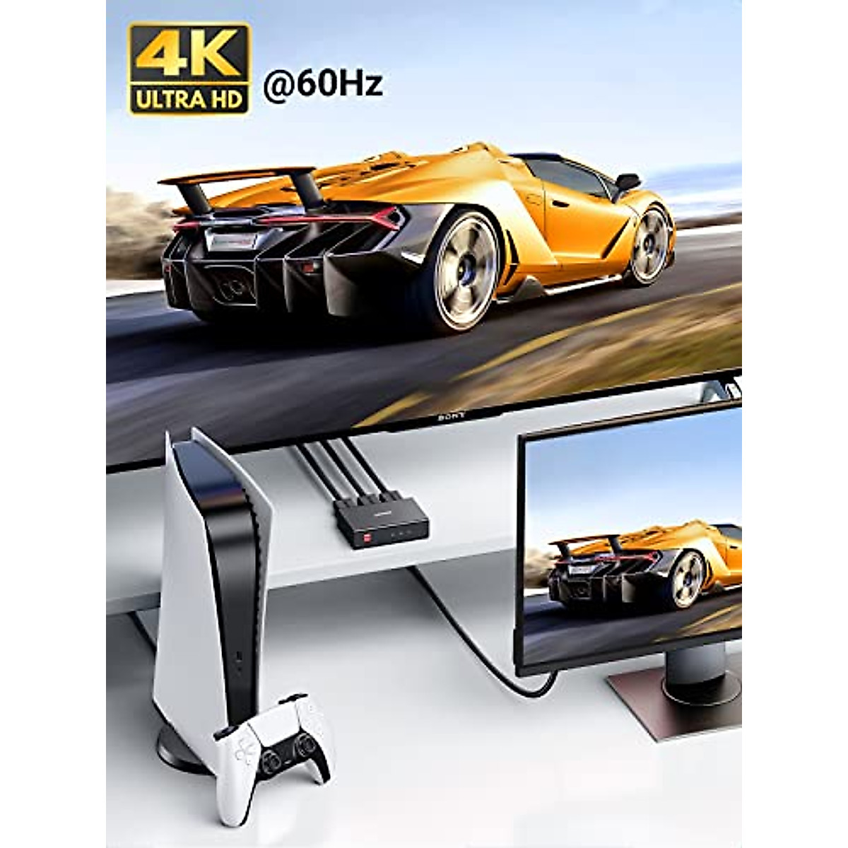 UGREEN HDMI Splitter 1 in 2 Out 4K@60Hz HDMI 2.0 Splitter with 1.7FT HDMI Cable Support HDCP 2.2 3D HDR EDID 1 to 2 Way HDMI Adapter Only Mirror Screen Compatible with TV Monitor Projector PS5 Switch