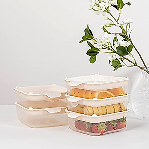GOODSDECO Food Storage Containers Set - BPA Free Plastic Containers with Easy Lock Lids Set of 5 (Total 10 Pieces), Microwave Dishwasher Safe, Kitchen Pantry Organization (Beige)