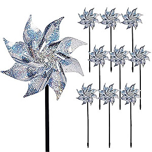 Hausse 2 Pack Fake Horned Owl | 10 Pack Reflective Pinwheels with Stakes