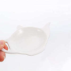 LIFKOME Tea Holder Tea Holder 3 Pcs Ceramic Tea Bag Holder Teapot Shaped Teabag Coaster Tray Tea Bag Saucer Seasoning Dish for Home Kitchen White Tea Party Favors Ceramic Coasters