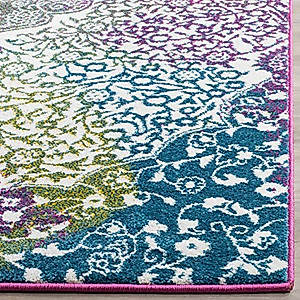 SAFAVIEH Watercolor Collection 5'3" x 7'6" Ivory / Fuchsia WTC672F Boho Chic Medallion Non-Shedding Living Room Bedroom Dining Home Office Area Rug