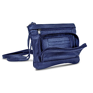 Leather Wide Crossbody Bag - Super Soft & Durable Crossbody Bags For Women & Men Trendy - Messenger Handbag with Adjustable Strap (7” L x 9” W)