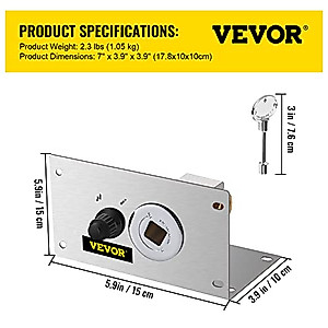 VEVOR Fire Pit Gas Burner Spark Ignition Kit, 300K BTU Fire Pit Ignition System, Stainless Steel Fire Pit Igniter, with 1/2'' Key Valve with Key and Leads & Ground Wire Silver