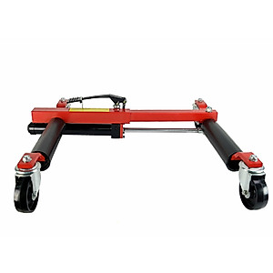 (4) Dragway Tools 12in. 1500 lb Hydraulic Car Wheel Dolly with Storage Stand
