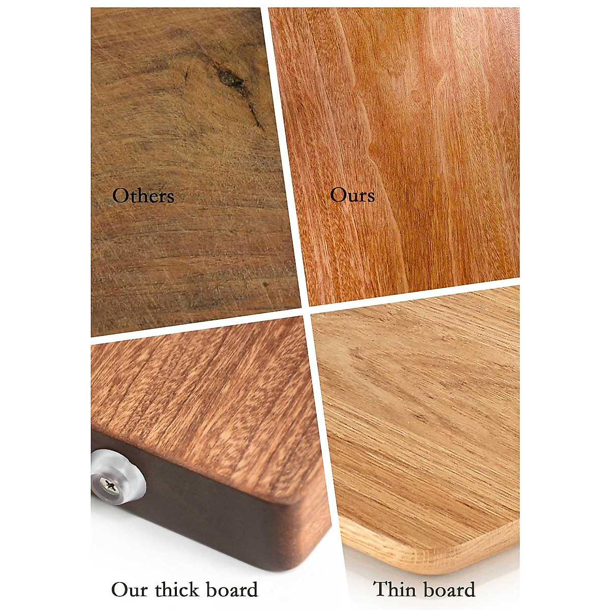 Luxdecor Real Wood Cutting Boards for Kitchen Double sides No Splicing Thick Chopping Boards 3 Size Wooden Cutting Board
