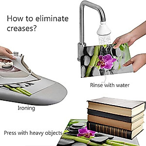 Placemats for Dining Table Set of 6, Zen Basalt Stone Orchid Flower and Cotton Linen Cloth for Square/Rectangle/Round Table Mat Placemat Kitchen Dinner Holiday Dﾃｩcor