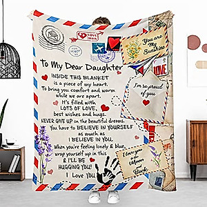 Fleece Blanket to My Daughter from Mom Dad You are My Sunshine Blanket Ultra-Soft Micro Light Weight Warm Bed Throw Blanket (to My Daughter, 80"x60")
