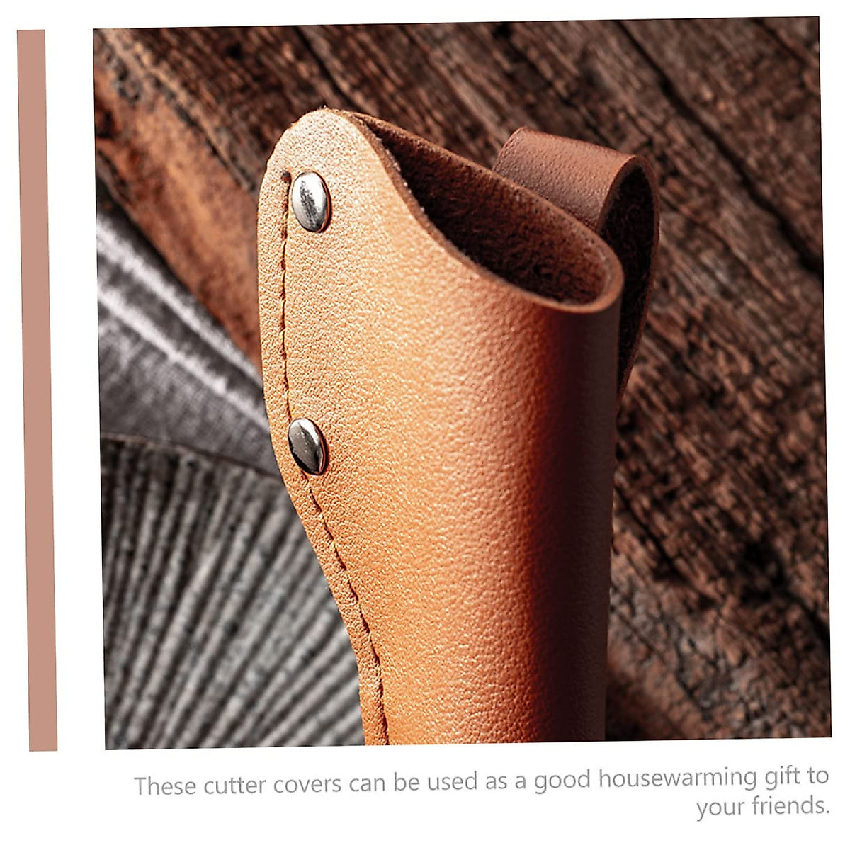 Zerodeko Glamping Accessories 4 Pcs Leather Sashimi Case Butcher Sleeve Chef Guard Blade Shield Shop Knives Long Guards Leather Sheath Cutter Cover for Restaurant Luxury Tool Pruner