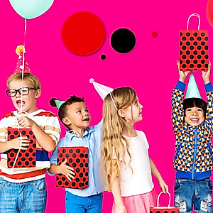 32 Pcs Ladybug Party Bags Ladybug Candy Bag Ladybug Party Favor Bags Ladybug Treat Paper Bags with Handle Red Black Polka Dot Kraft Paper Bag for Baby Shower or Ladybug Themed Birthday Party Supplies